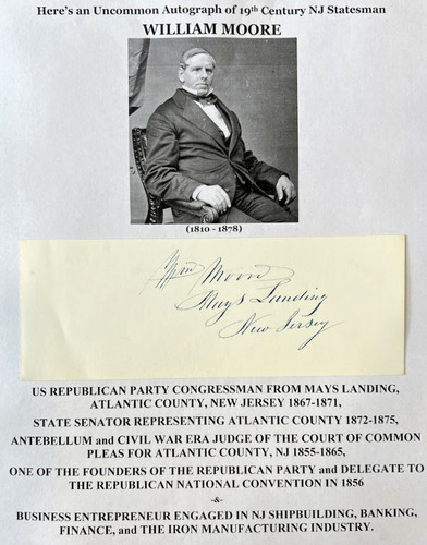 US CONGRESSMAN SENATOR JUDGE MAYS LANDING ATLANTIC NJ Wm MOORE ...