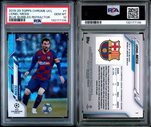 Lionel Messi 2019 Topps Chrome UCL Blue Bubbles Refractor SP FC ...