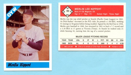 1979 One Year Winners Baseball card # 93 Merlin Nippert -- Boston Red ...
