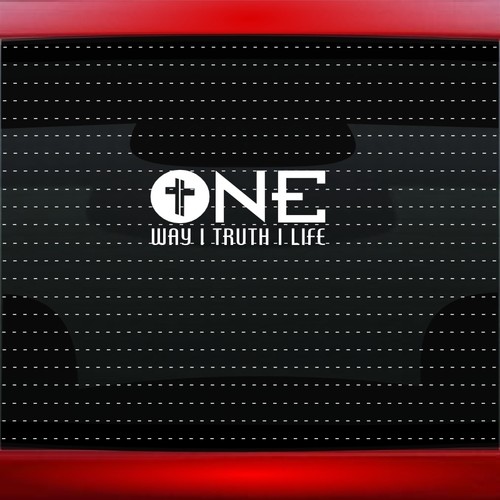 ONE Way Truth Life Cross Christian Car Decal Window Vinyl Sticker (20 ...