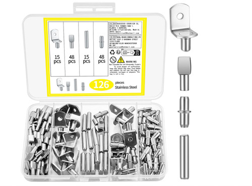 120 Piece Shelf Pin Set, 4 Shelf Support Nails, 5/6mm Bookend Nails for ...