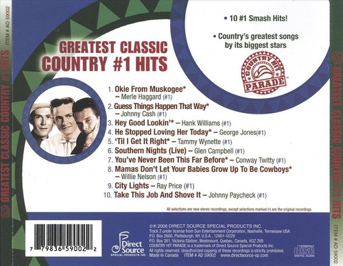 VARIOUS ARTISTS - GREATEST CLASSIC COUNTRY #1 HITS NEW CD 779836590022 ...