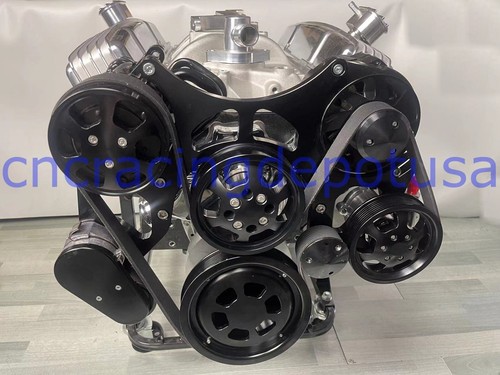 Black Small Block Chevy SBC 350 400 SWP Front Serpentine Pulley Drive ...