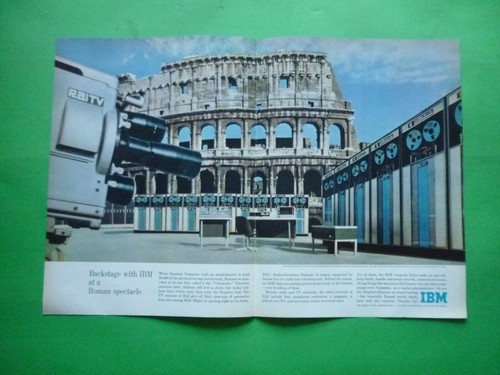 IBM 7070 Advertisement 2 Pages 1962 Original BACKSTAGE RAI TV ROME ...