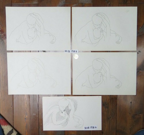 5 Drawings The Kiss Lovers Old Drawing Sketch Pen Paper P28.9 | eBay UK