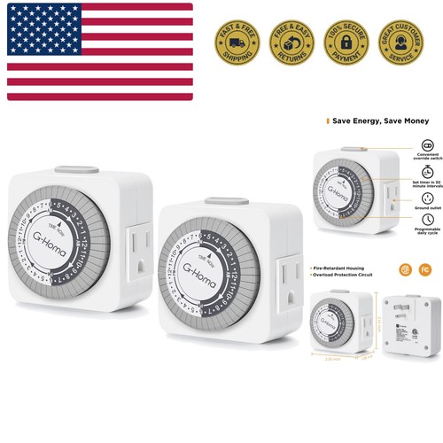 Timers for Electrical Outlets, 24 Hour Indoor Plug-in Mechanical Timer ...
