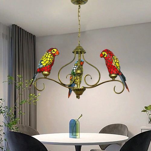 Stained Glass Chandelier Dinning Room Ceiling Light Fixture Parrot ...