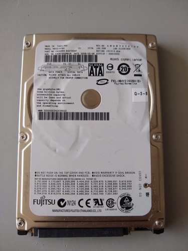 Fujitsu 160GB SATA Laptop Hard Drive CA06889-B42700AP Model MHY2160BH ...