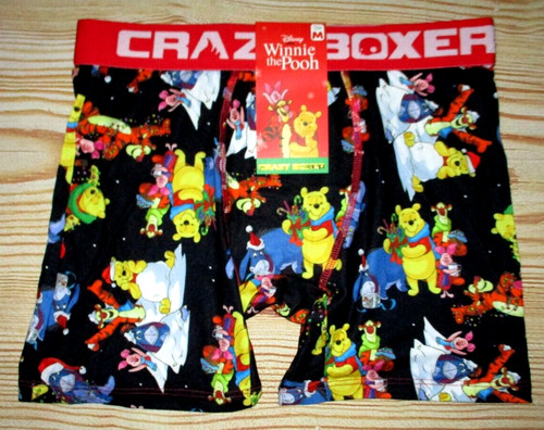 MENS CRAZY BOXER DISNEY CHRISTMAS WINNIE THE POOH BOXER BRIEF SIZE M ...