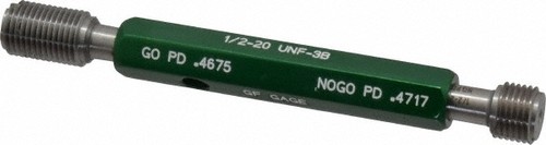 GF Gage 1/2-20, Class 3B, Double End Plug Thread Go/No Go Gage Hardened ...
