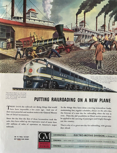 1945 General Motors Diesel Power Missouri Pacific Locomotive Vintage ...