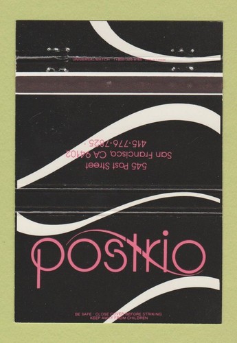Matchbook Cover - Postrio San Franicsco CA 40 Strike | eBay