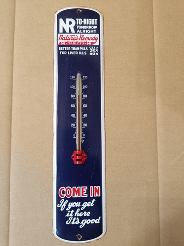 Vintage Glass Thermometer NR Nature's Remedy No porcelain merchandise ...