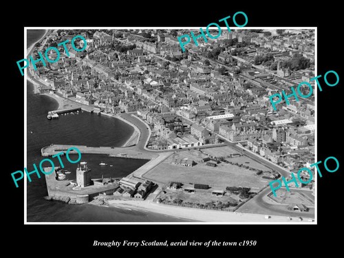 OLD LARGE HISTORIC PHOTO OF BROUGHTY FERRY SCOTLAND AERIAL VIEW OF TOWN ...