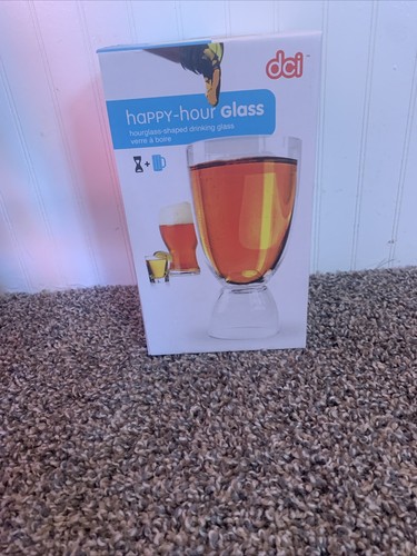 Happy Hour Glass 2 in 1 Beer and Shot Glass Unique Measurements 2 oz ...