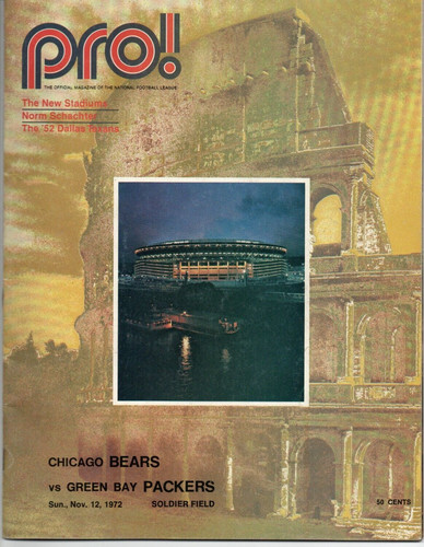 1972 Vintage Chicago Bears Vs. Green Bay Packers Program Nov. 12, 1972 ...