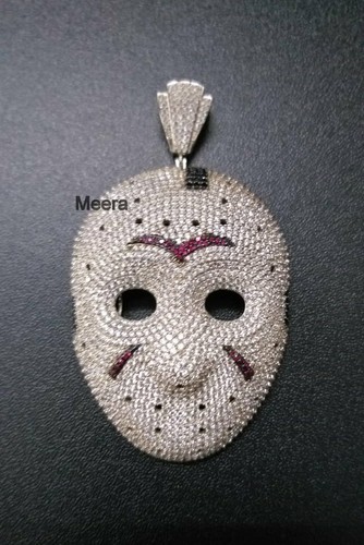 Solid 935 Silver With Pave Shiny CZ, Pink Ruby & Onyx Men's Jason Mask ...