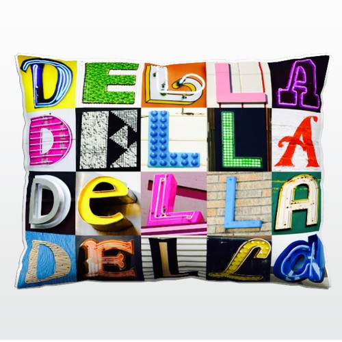 Personalized Pillow featuring the name DELLA in photos of actual sign ...