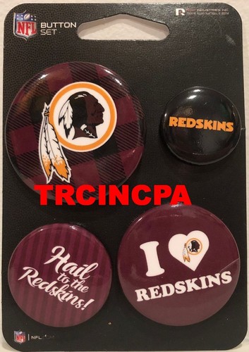 Washington Redskins NFL Round Button Pins 4 Pack FREE SHIP! | eBay