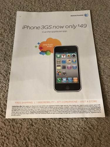 Vintage 2011 APPLE iPHONE 3GS AT&T PROMO PRINT AD | eBay
