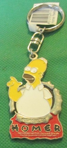 The Simpsons HOMER SIMPSON flat Pewter metal keyring key chain keychain ...