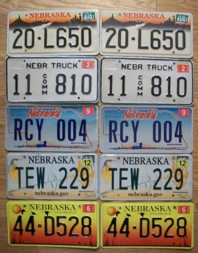 LOT of 10 NEBRASKA LICENSE PLATES - 1999-2017 - 5 matched pairs | eBay