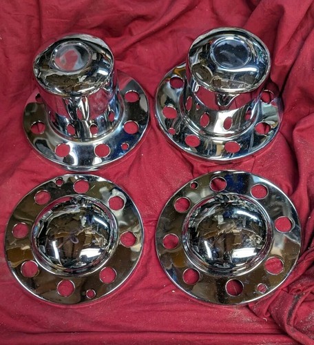 FOUR NEW BLEM DUALLY 8-LUG WHEEL CENTER CAPS STAINLESS STEEL FORD CHEVY ...