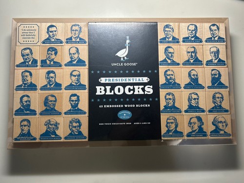 New Sealed Uncle Goose Presidential Wooden Stacking Blocks 45 Embossed ...