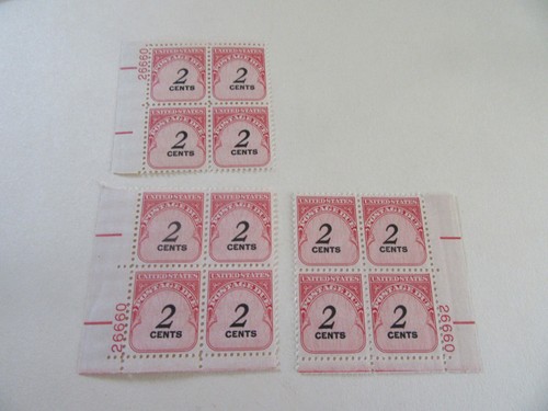 Sc#J90 Three Plate Blocks of Four 2c Stamps MNH (Plate #26660) Shiny ...