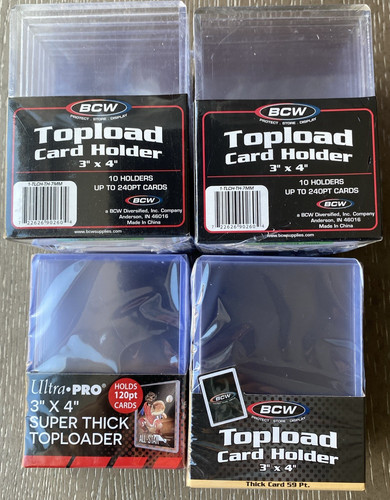 LOT OF THICK TOPLOADERS - BCW 240 point x 2, UltraPro 120 point, BCW 59 ...