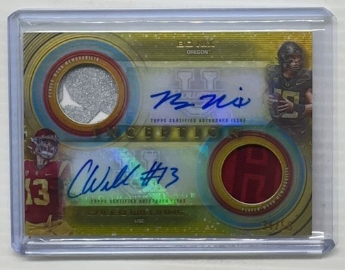 2022 Bowman U Inception Bo Nix Caleb Williams Gold Foil Prospect Patch ...