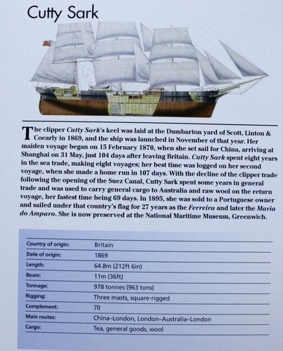 Cutty Sark Ship Boat Picture Pic Out of Print Detail Info Sheet Decor ...