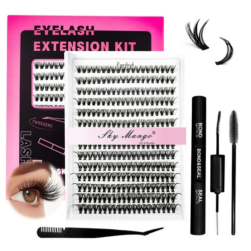 SKY MANGO False Eyelash Kit with Lash Glue - Reusable 3D Lashes for ...