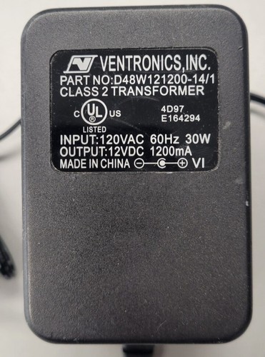 Ventronics D48W121200-14/1 Class 2 Transformer I:12VDC 1.2A O: 12VDC ...