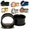 PAIR (2) Titanium Colors Double Flared Hollow EAR PLUGS Piercing Gauge ...