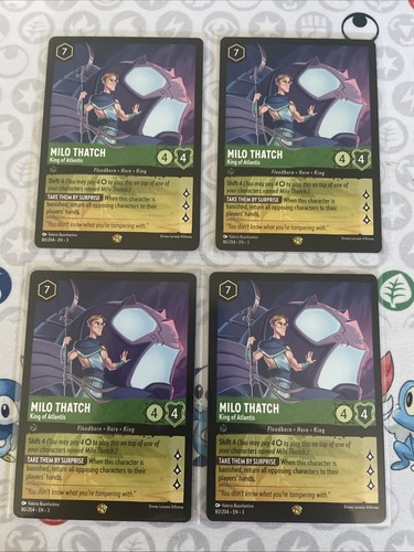Milo Thatch - King of Atlantis Legendary 4 Card Playset Fresh From Pack ...