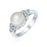 Sterling Silver Pearl Ring 3 Tier Band with 4 Freshwater Pearls Cluster ...