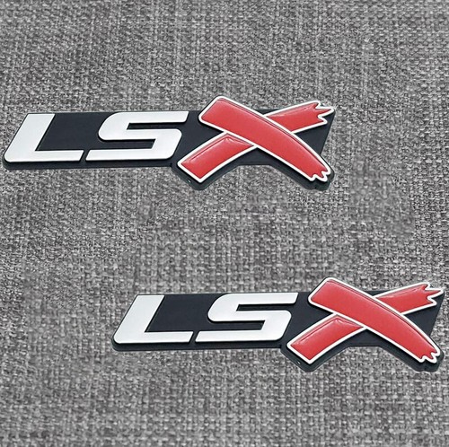 For LSX LS X Emblem Silver Red 3D Badge Decal -2Pc | eBay