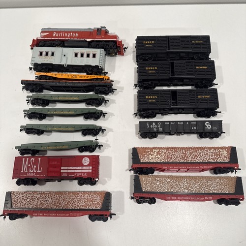 Mantua HO Train Lot (16) Working Loco Box Flat Gondola Log Cars WM MStL ...
