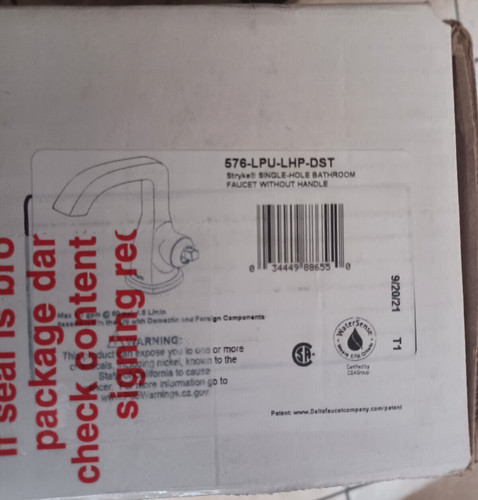 Delta 576-LPU-LHP-DST Stryke 1.2 GPM 1 Hole Faucet Less Handle - Chrome ...