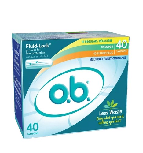 o.b. Fluid-Lock Multi-Pack Tampons, Regular, Super, Super Plus, 40ct | eBay