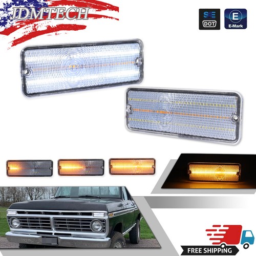 DRL Turn Signal LED Light Pair For 1974-1977 Ford F-100 F100 Clear ...