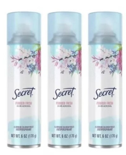 LOT OF 3 Secret POWDER FRESH 24HR Aerosol Antiperspirant Deodorant ...