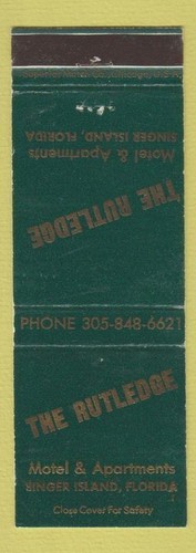 Matchbook Cover - The Rutledge Motel Singer Island FL | eBay