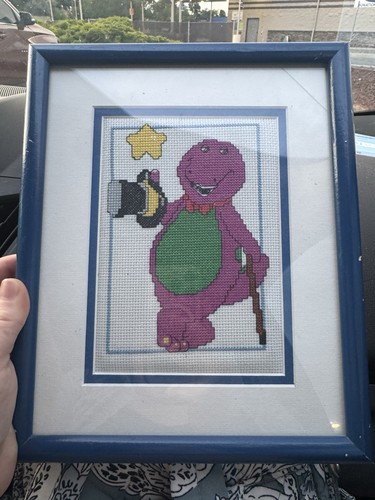 Barney Framed Cross Stitch Art | eBay