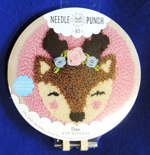 Deer Punch Needle Creations Printed Embroidery Hoop Kit Beginner Fabric ...