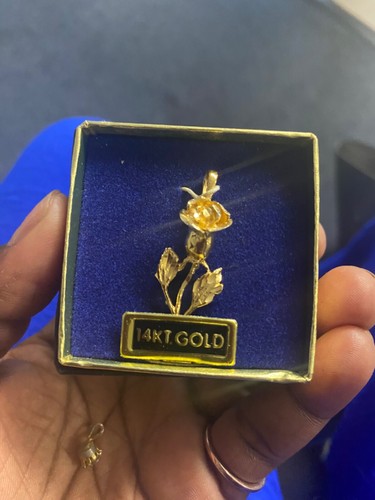 14kt gold pedant rose flower gifts present for chain | eBay