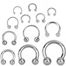 PAIR 14G 5/16" 3mm Ball Surgical Steel Horseshoe Circular Labret Ears ...