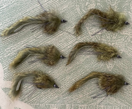 6 Solitude Fly Company Olive Bass Turd 1/0 Bass Flies | eBay