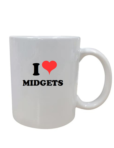 I Love Midgets Funny Coffee Mug Tea Cup Present Gift Heart Little ...